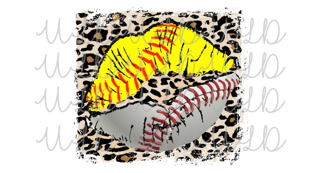 Baseball Softball Lips Leopard PNG Digital Design for Screens or ...