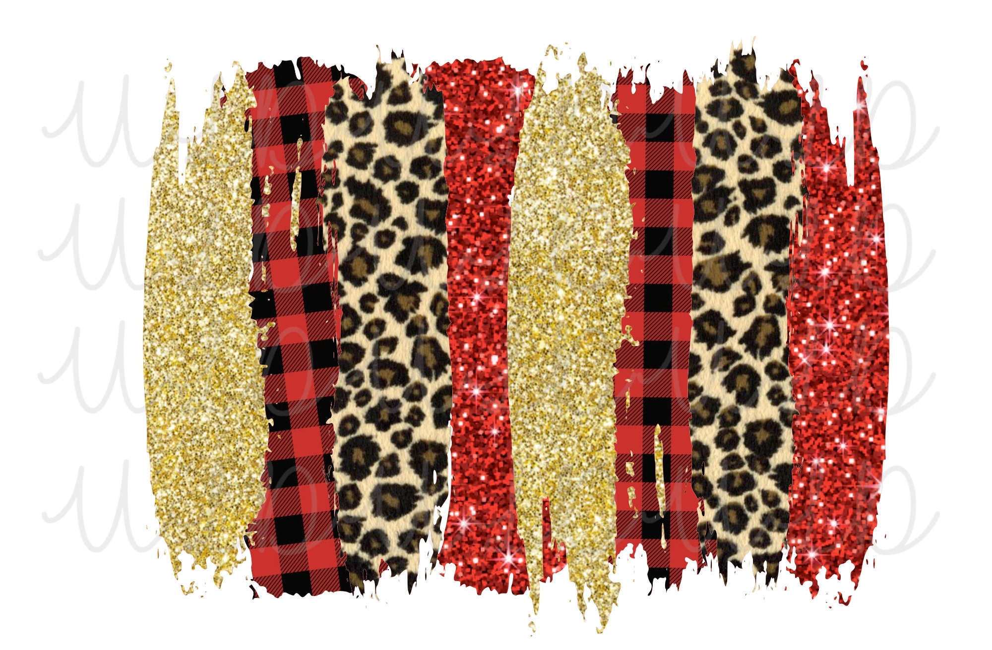 Paint Stroke Glitter Gold/red/leopard Buffalo Check PNG Sublimation ...