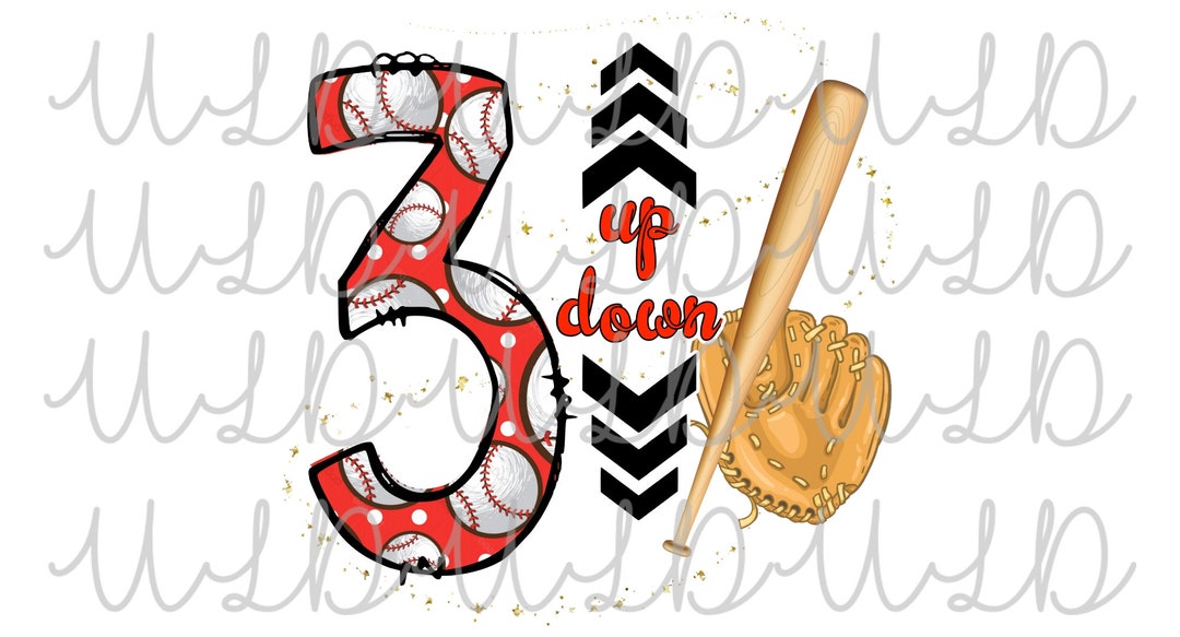 3 up 3 Down Baseball PNG Digital Design for Screens or Sublimation ...
