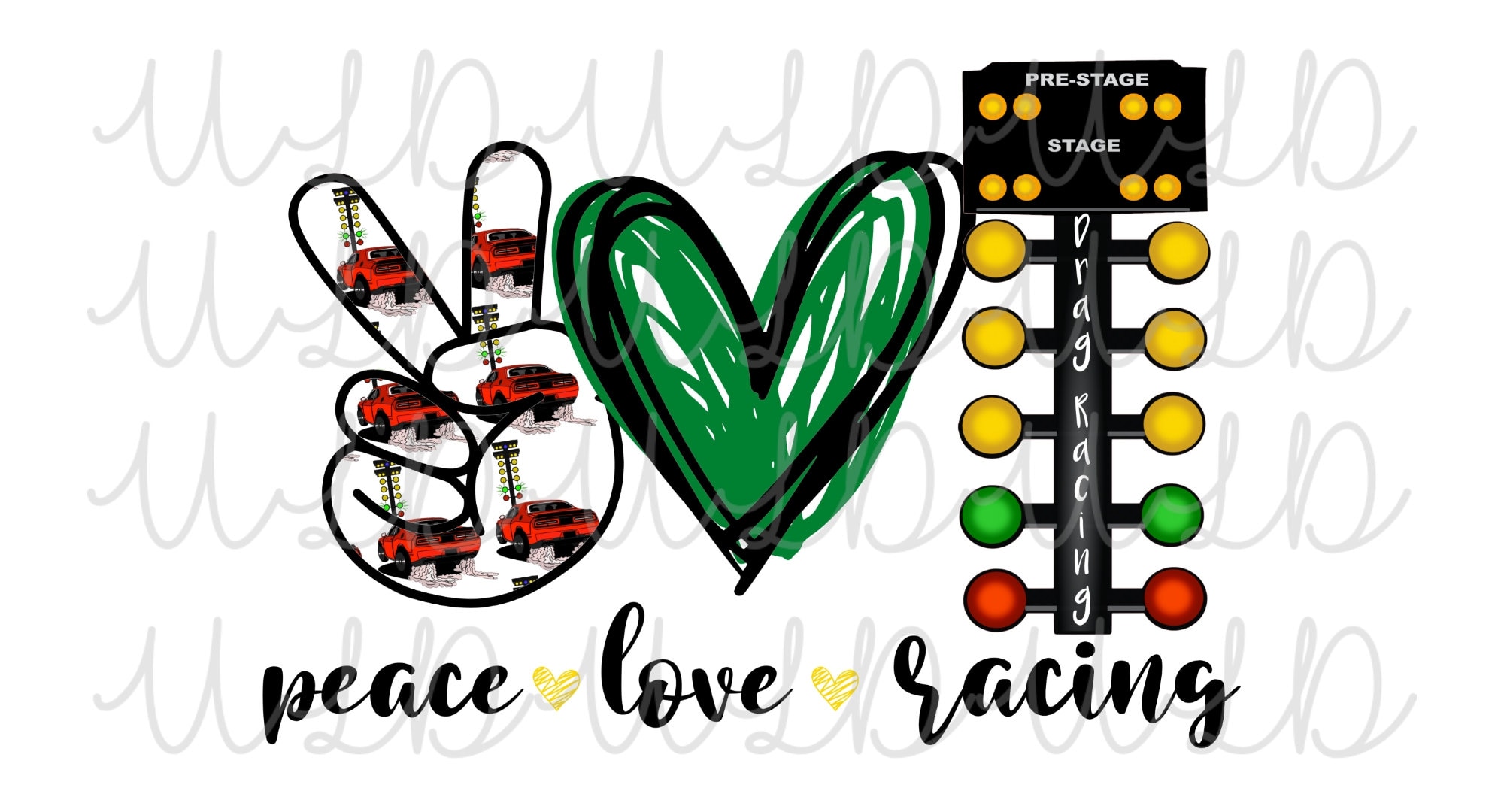 Peace Love Drag Racing PNG Sublimation Water Slide Design | Etsy