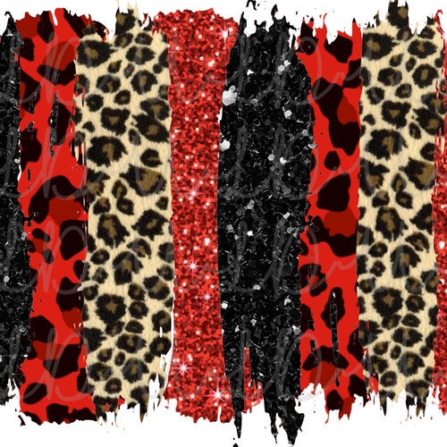 Prints Digital Prints Leopard Print Red Glitter Brush Stroke ...