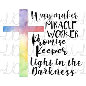 Way Maker Miracle Worker Cross PNG Sublimation Design instant - Etsy