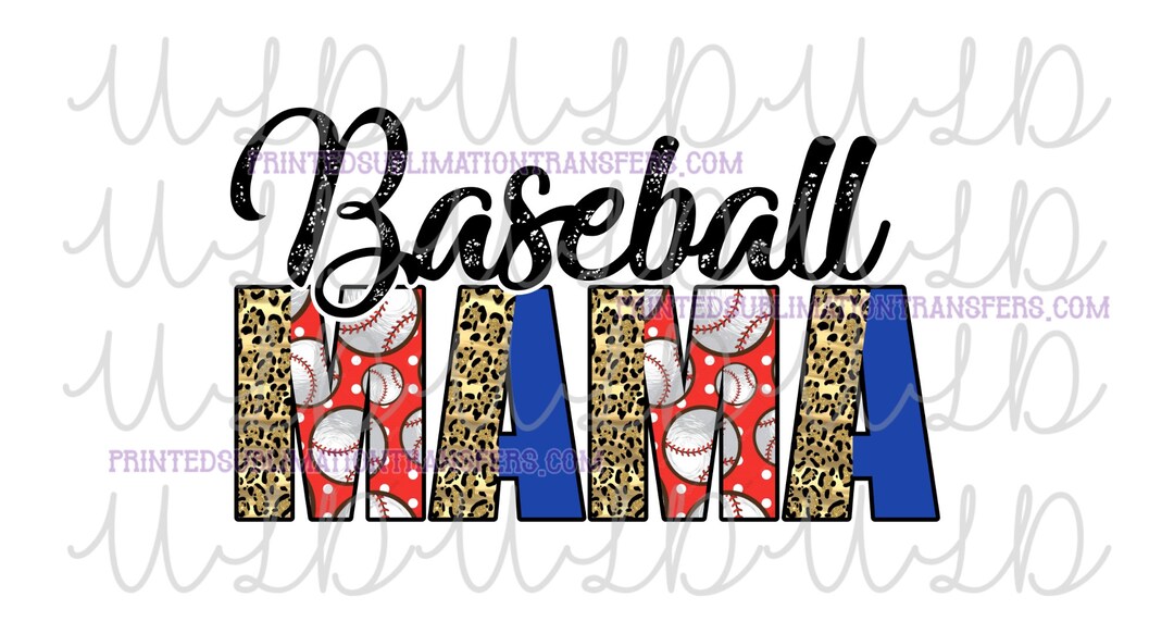Baseball Mama Red/white/blue Leopard PNG Digital Design for Screens or ...