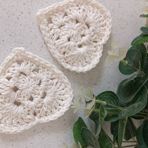 Set of 2 Beige Crochet Love Heart Motifs or Embellishments, Beige ...