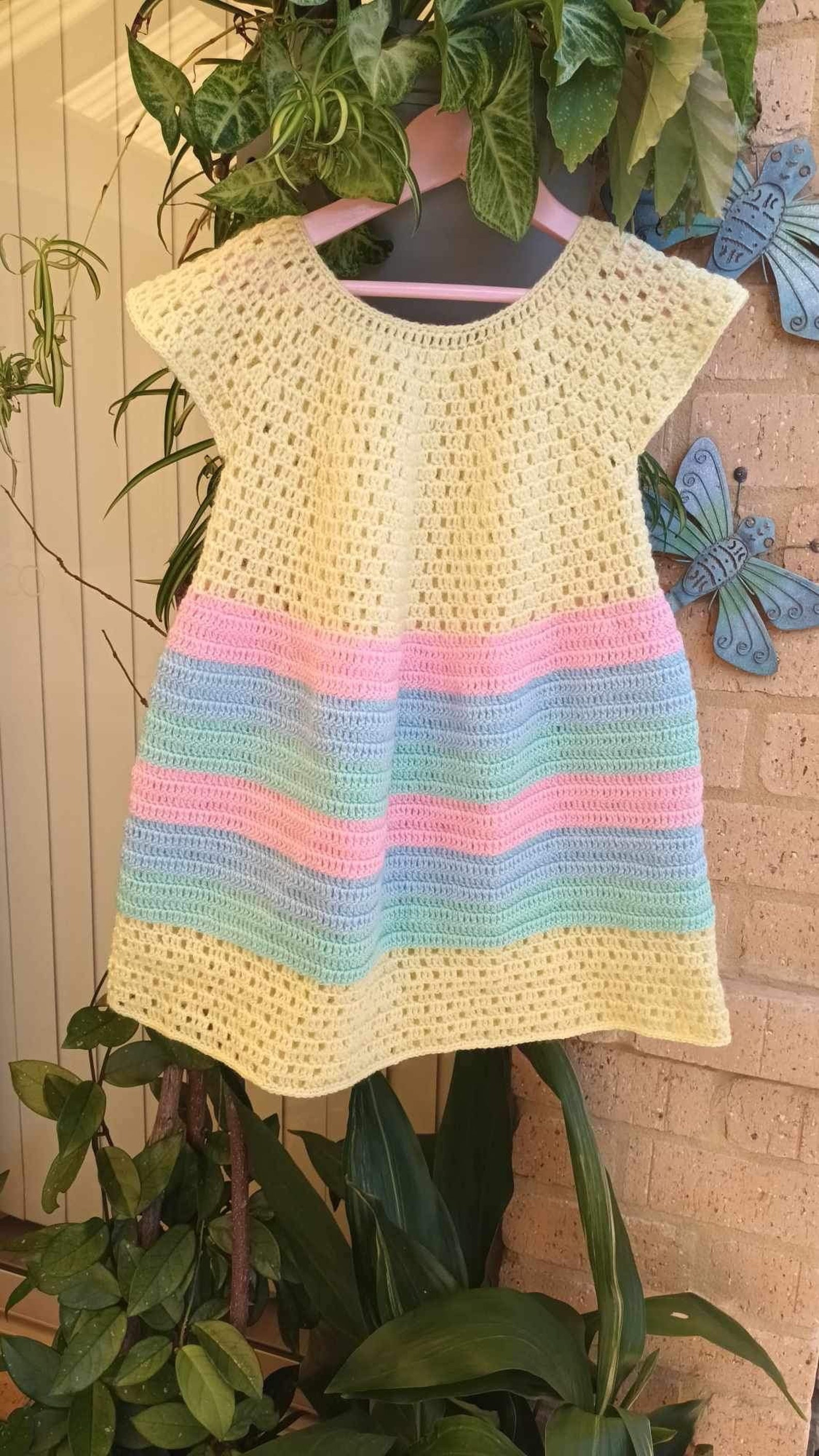 Pretty Handmade Girls Crochet Dress for 3T, Crochet Unicorn Colours ...