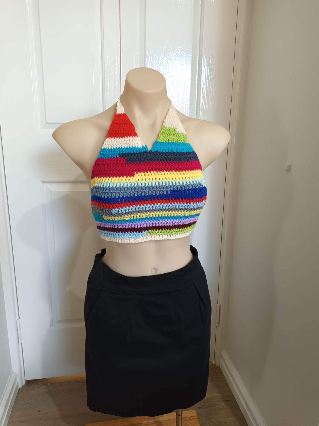 Miu Miu Look a Like, Inspired Crochet Halter Crop Top size Small to ...
