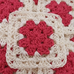 16 Pieces of Pink & Cream Crochet Granny Squares, Crochet Granny ...