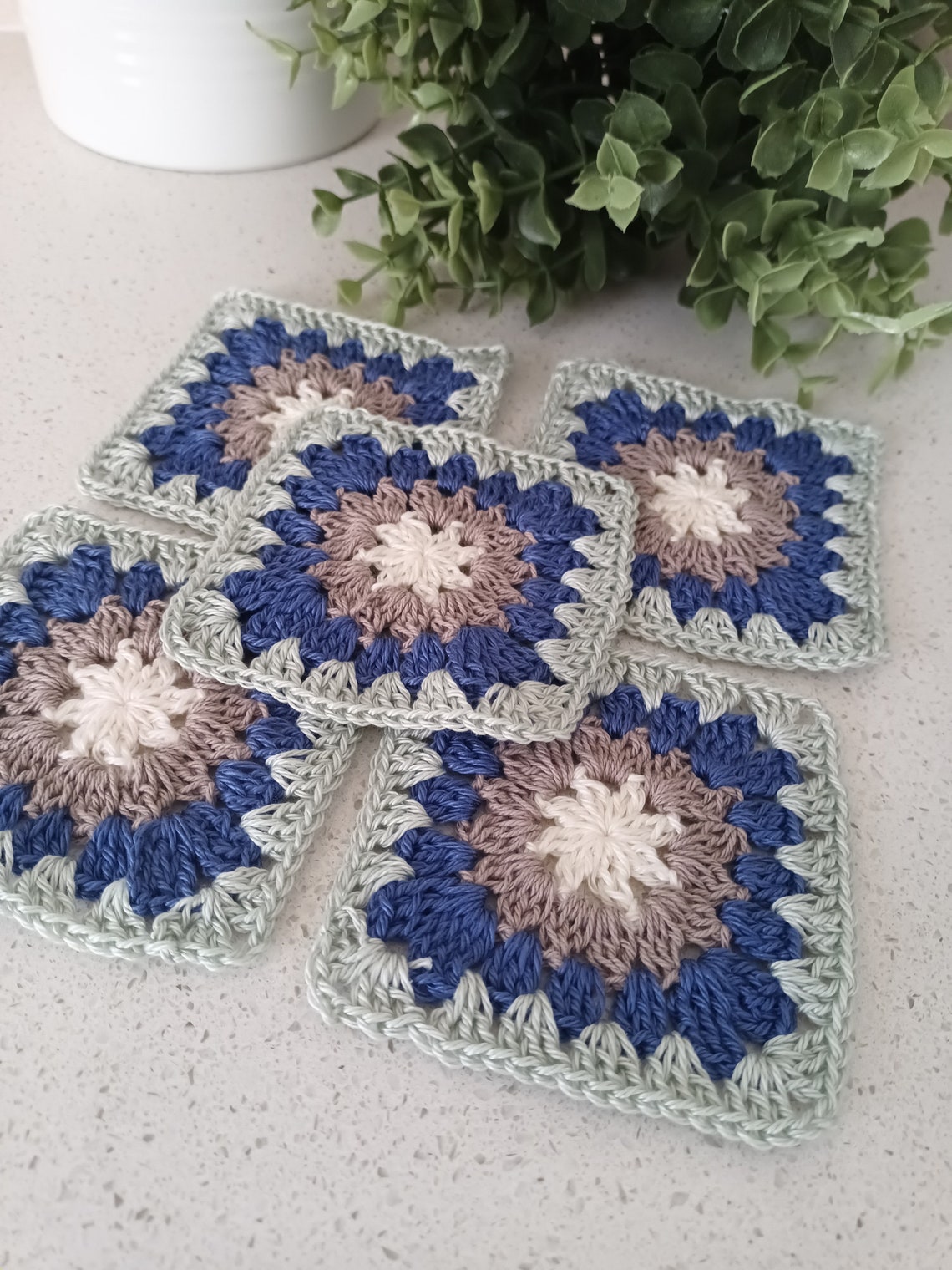 5 Cotton Starburst Crochet Granny Squares, Crochet Granny Squares ...