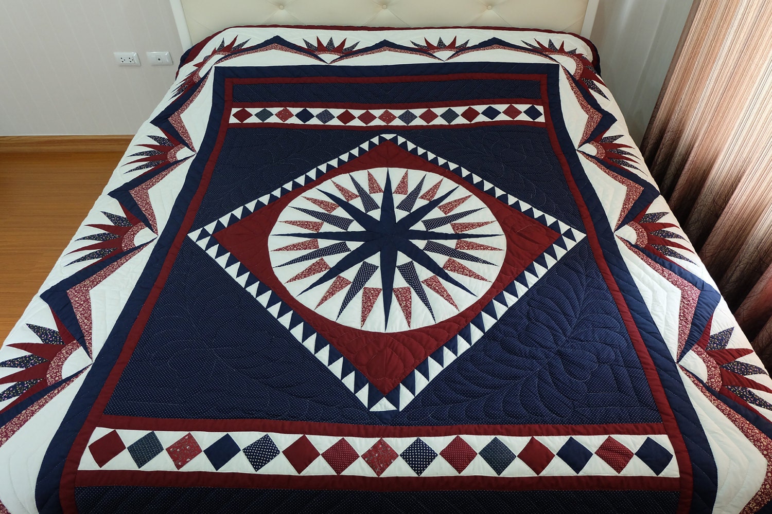CUSTOM ORDER Amish Handmade Quilts Mariner Compass Star Quilt | Etsy