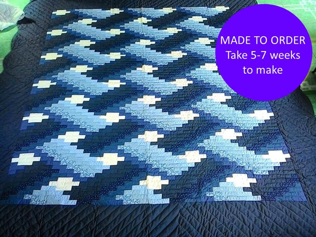 Bargello Weaver Fever CUSTOM QUILT Bed, Blue Quilt for Man, Navy ...