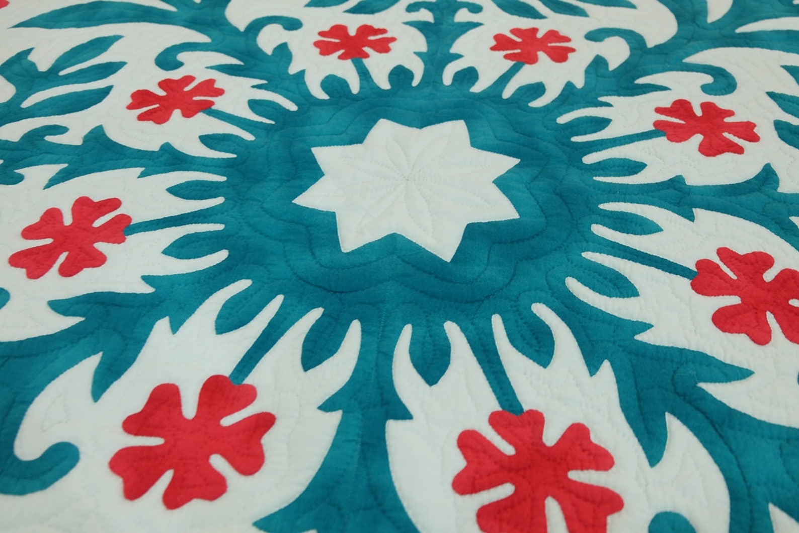 Hawaiian Quilt Blue Hawaiian Quilt King Size Handmade Quilt | Etsy