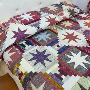 Rustic Farmhouse Décor, Farmhouse Quilt Bedding, Star Log Cabin Quilt ...