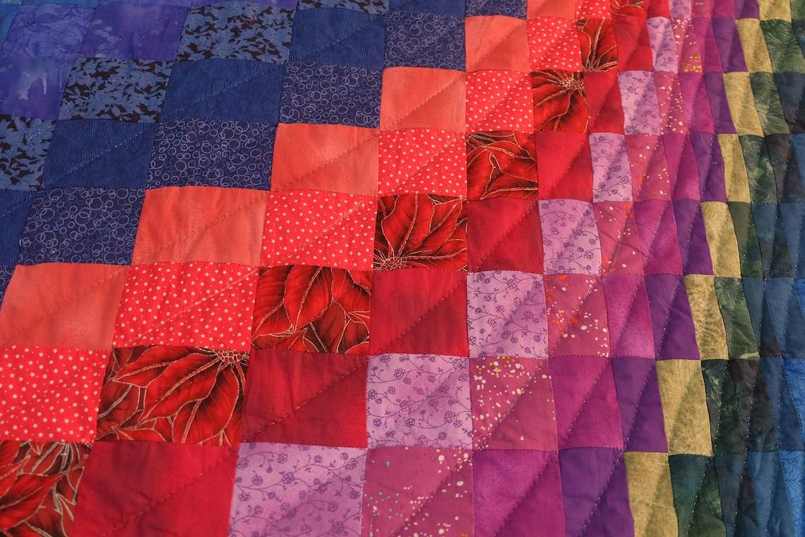 Ombre Quilt Colorful Bargello Quilts Handmade Wave Quilt - Etsy