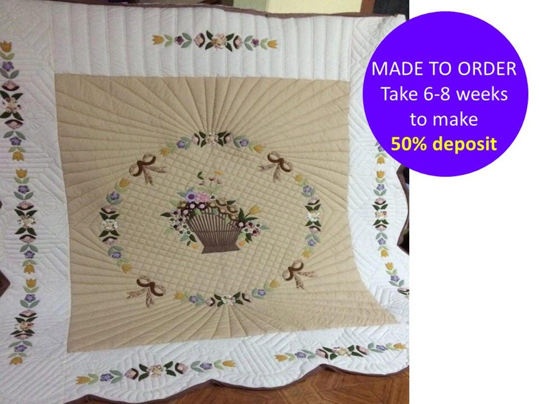 Spring Flower Blanket Quilt, CUSTOM Spring Floral Quilt Comforters ...