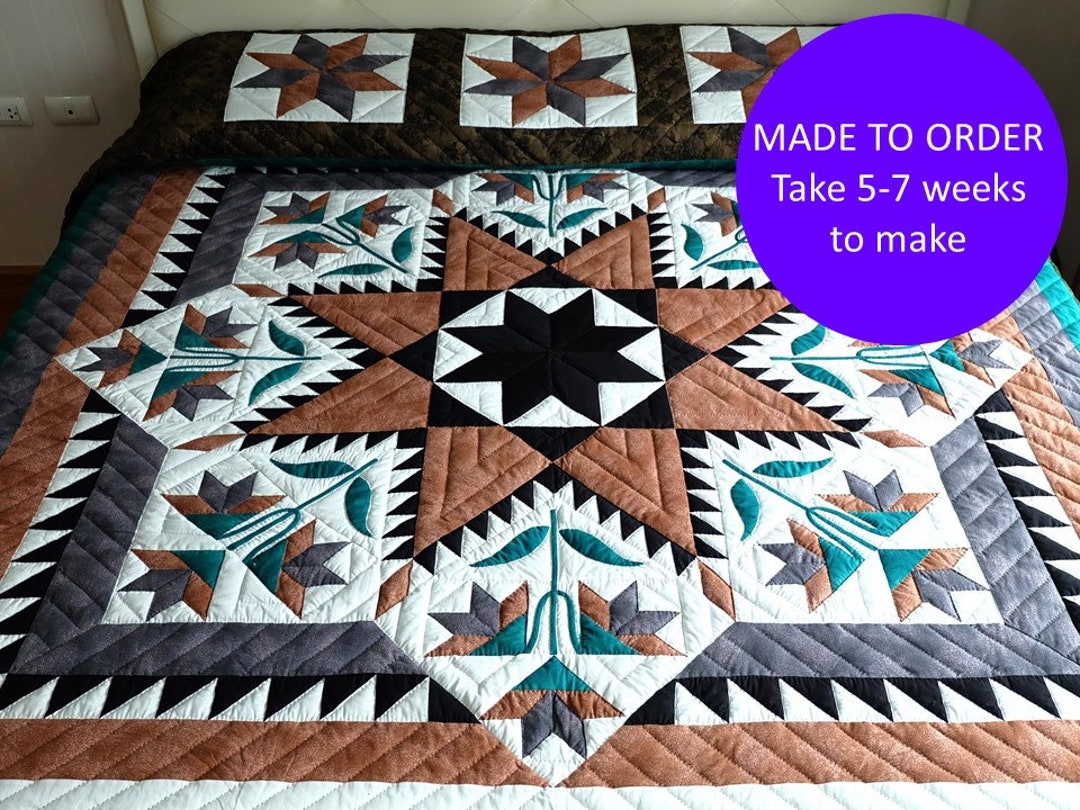 MADE TO ORDER Amish Quilt Queen/ King Size Feathered Star & - Etsy