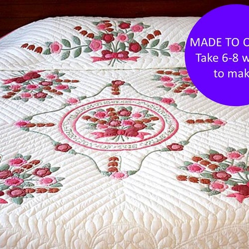 Beautiful Rose of Sharon Quilt Custom Made Hand Appliqued - Etsy