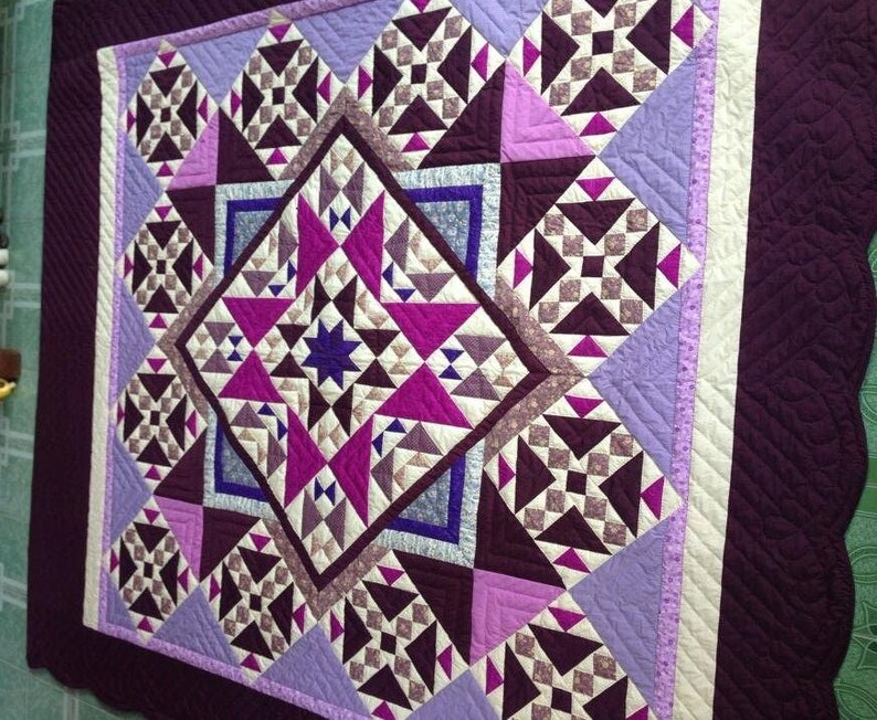 Purple Medley Patchwork Quilt Amish Style Bedspread Lavender - Etsy Canada