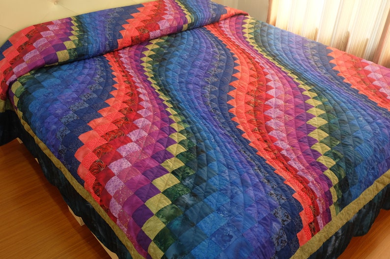 Ombre Quilt Colorful Bargello Quilts Handmade Wave Quilt - Etsy