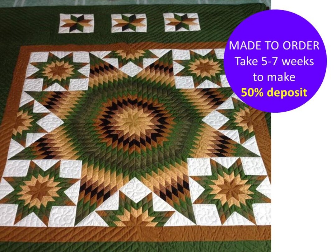 Bespoke Quilt, Amish Handstitched Split Star Quilt, Amish Star Quilt ...