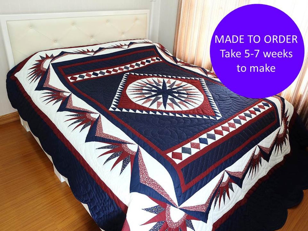 CUSTOM ORDER Amish Handmade Quilts Mariner Compass Star Quilt - Etsy