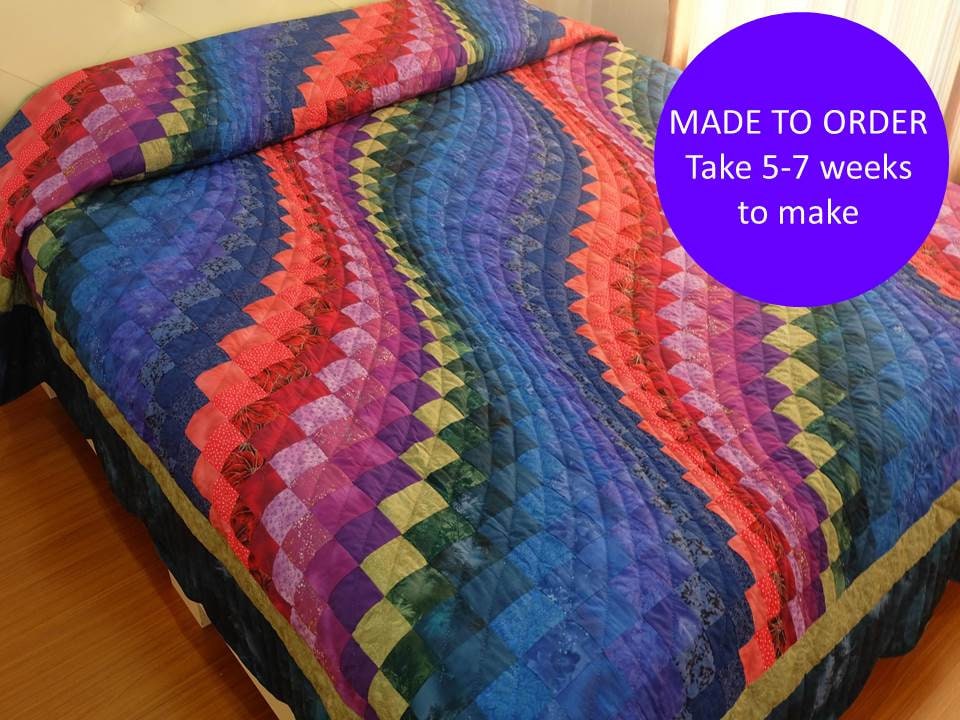 Ombre Quilt Colorful Bargello Quilts Handmade Wave Quilt - Etsy