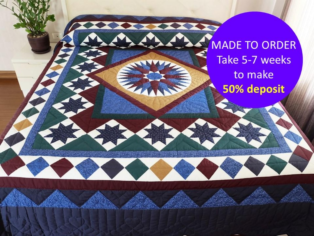 MADE TO ORDER Compass Star Quilt, Made to Order Quilt, Mariners Compass ...