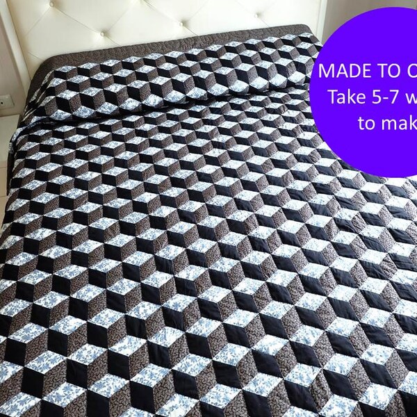 Tumbling Block Quilt - Etsy