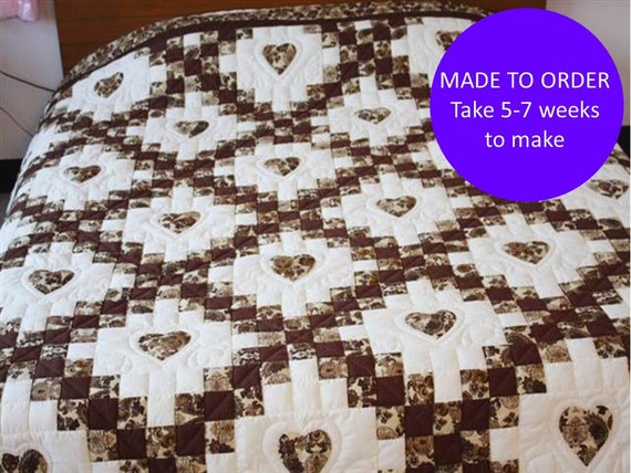 Custom Rustic Double Irish Chain With Hearts Quilt Double - Etsy