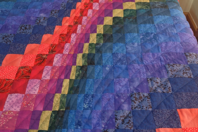 Ombre Quilt Colorful Bargello Quilts Handmade Wave Quilt - Etsy