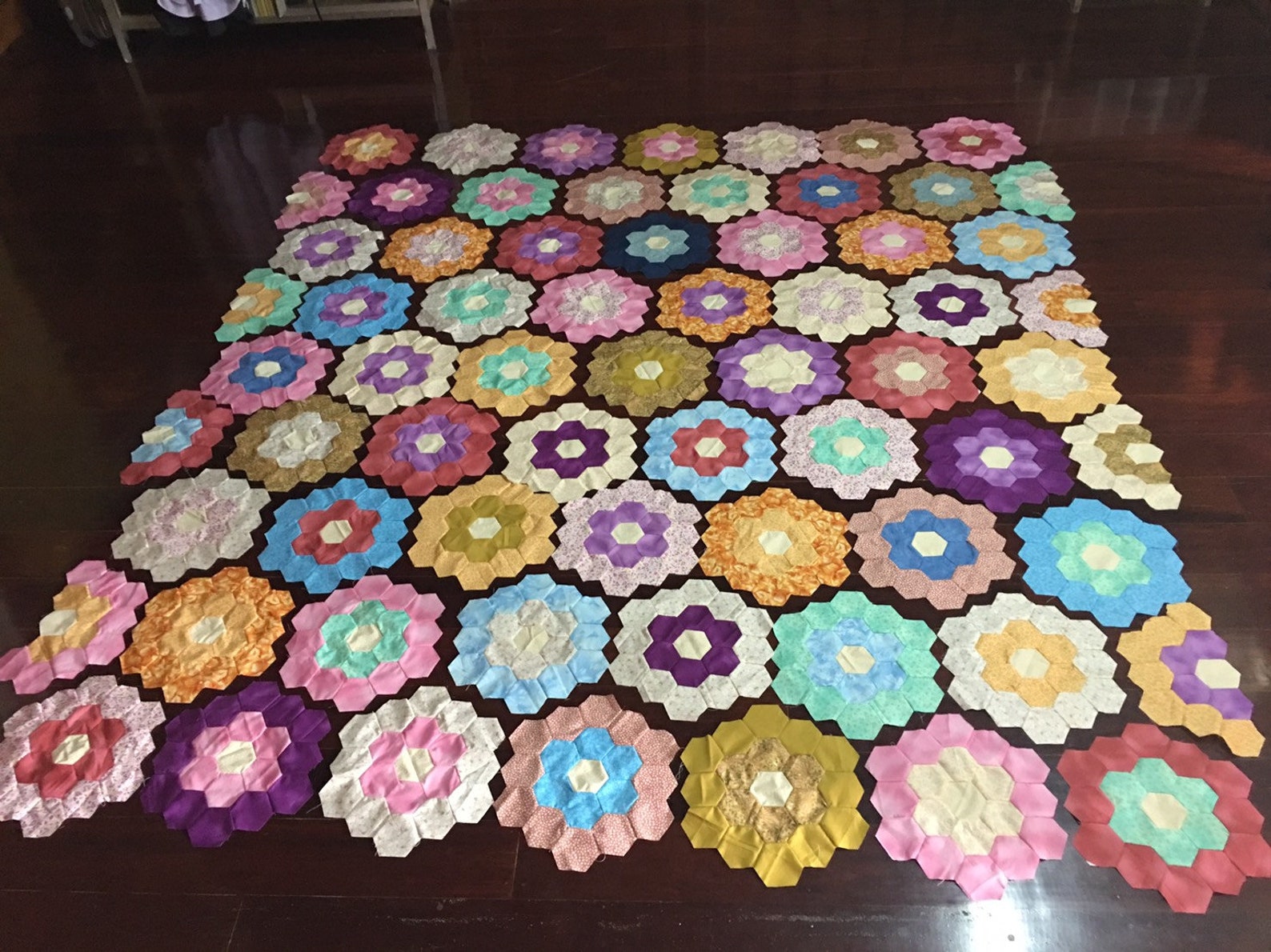 Sweet English Patchwork Quilt Grandmother's Flower Garden - Etsy