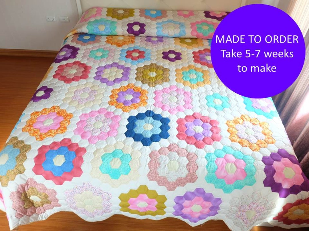Sweet English Patchwork Quilt, Grandmother's Flower Garden Quilt ...