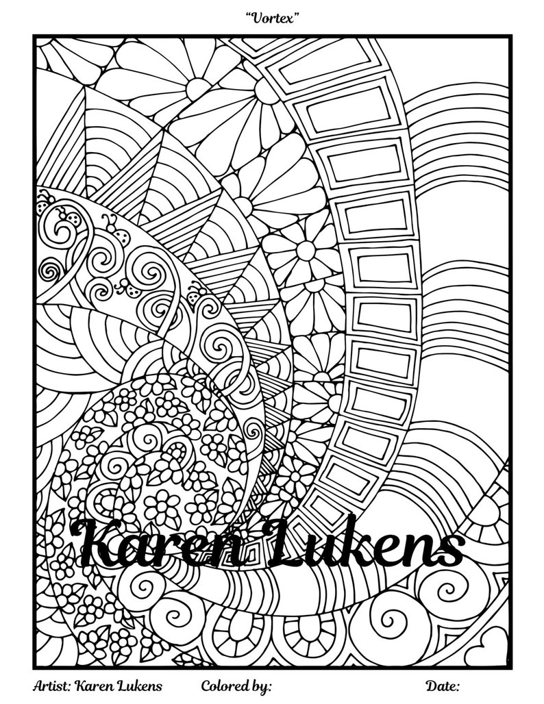 Vortex 1 Adult Coloring Book Page Printable Instant Download | Etsy