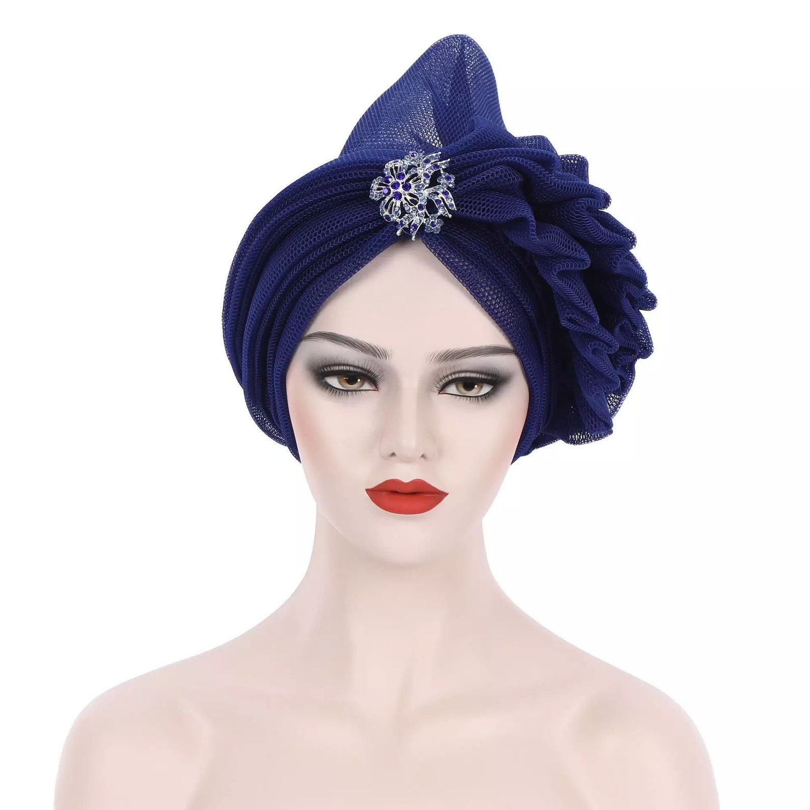 Women Pleated Mesh Turban With Rhinestone Stud Muslim - Etsy