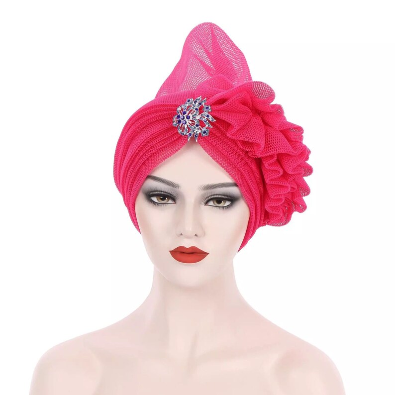 Women Pleated Mesh Turban With Rhinestone Stud Muslim - Etsy
