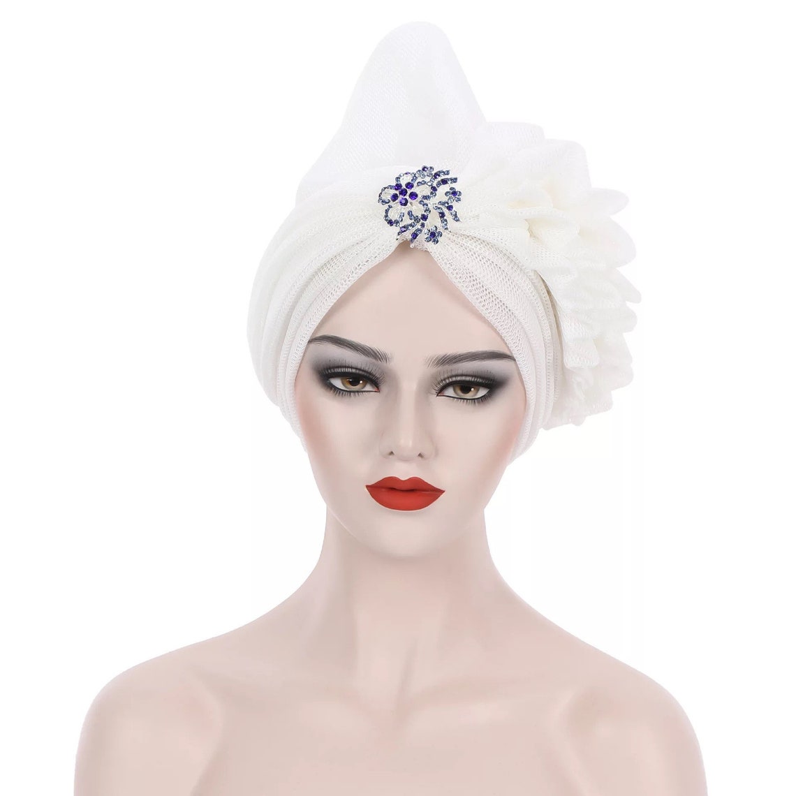 Women Pleated Mesh Turban With Rhinestone Stud Muslim - Etsy