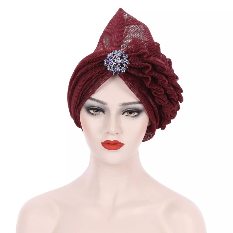 Women Pleated Mesh Turban With Rhinestone Stud Muslim - Etsy