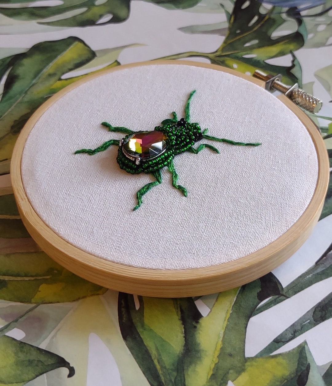 Beaded Beetle Insect Embroidery - Etsy