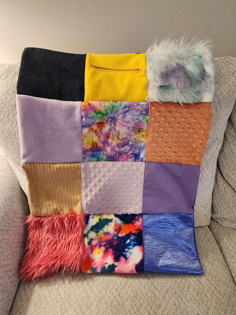 Sensory Blanket Long Plush Minky Stress Alzheimer's Dementia Kids Soft ...