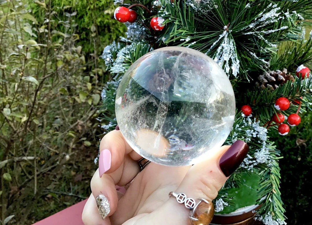Quartz Crystal Ball Large 13 Oz. Polished Ultra Clear Sphere 1 1/2 Wide ...