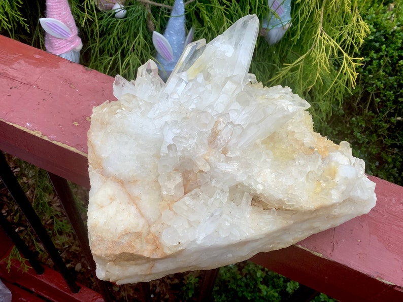 Clear Quartz Crystal Cluster ~ Large 5 Lb. 15 Oz. ~ 8" Long ~ Golden ...