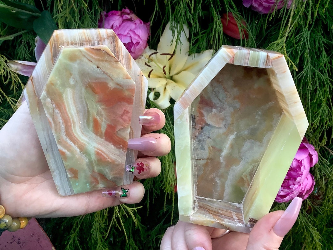 Afghan Jade Onyx Jewelry Box With Lid 4 1/2 Long Vintage Polished ...