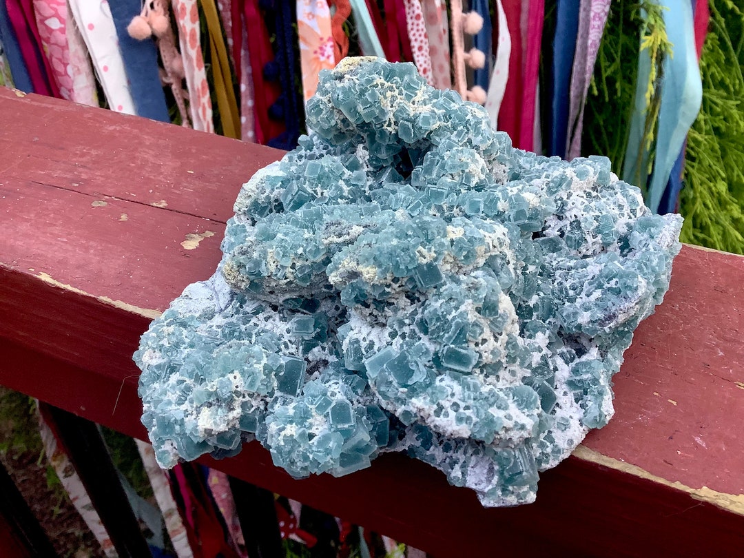 Fluorite Crystal Large 1 Lb. 10 Oz. Cluster 6 Long Translucent Blue ...
