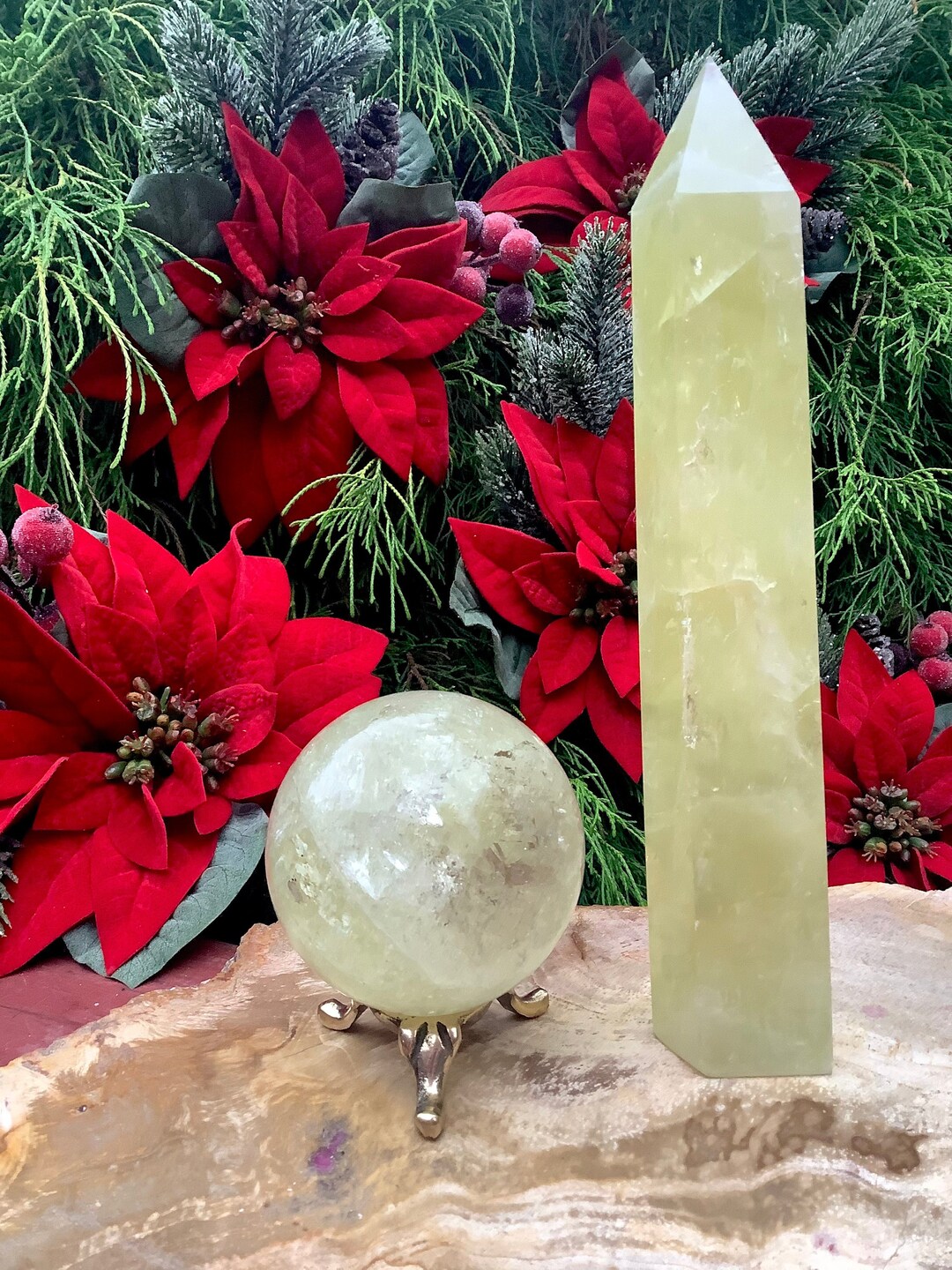 Citrine Quartz Crystal Ball & Tower With Stand NEW Crystal Gift Set ...