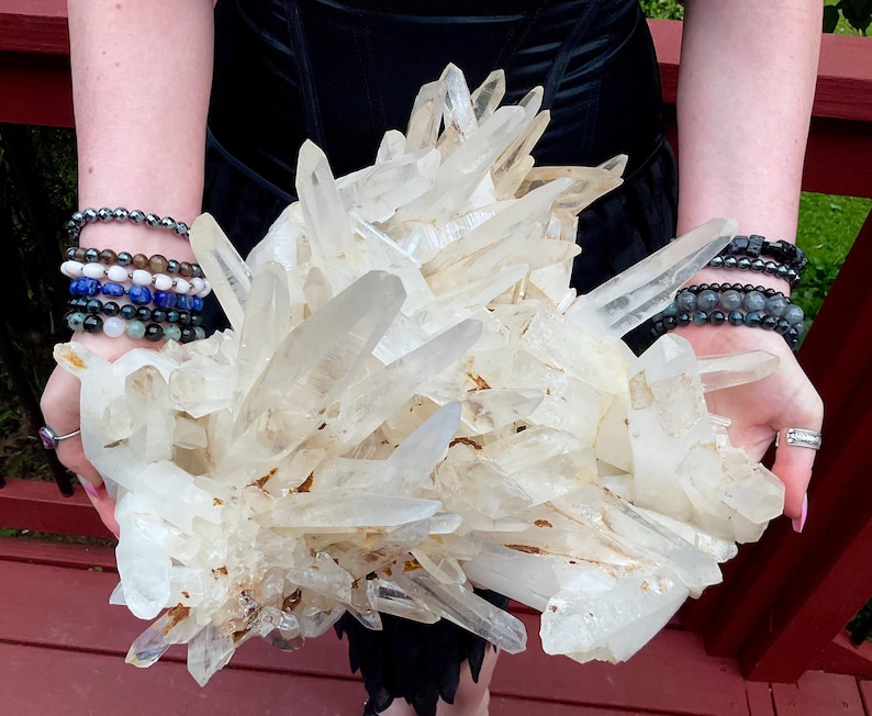 Lemurian Clear Quartz Crystal Cluster ~ Large 28 Lb. ~ 12" Long ...