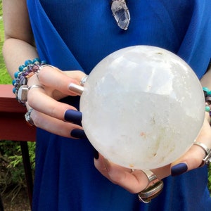 Snow White Quartz Crystal Ball Large 5 Lb. Gorgeous Glowing - Etsy