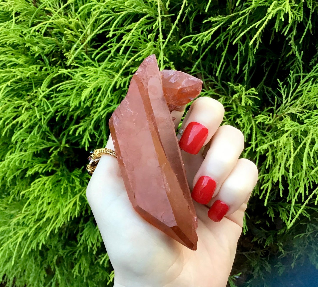 Red Quartz Crystal Cluster 4.8 Oz. 4 Long Perfect Points Mined in ...