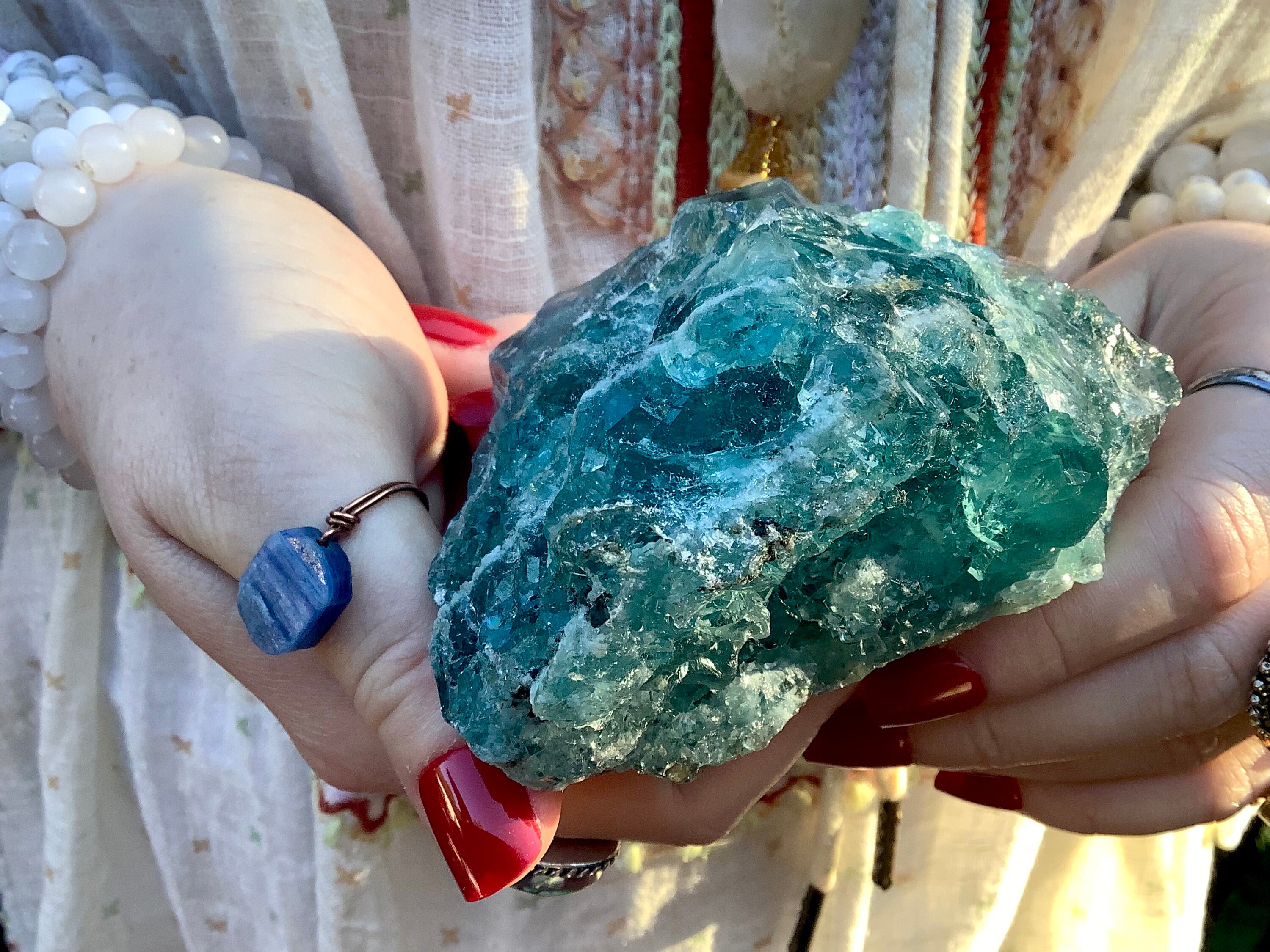 Blue Fluorite Crystal Quartz Large 12 oz. Cluster ~ 3 Long ~ Deep Ocean ...