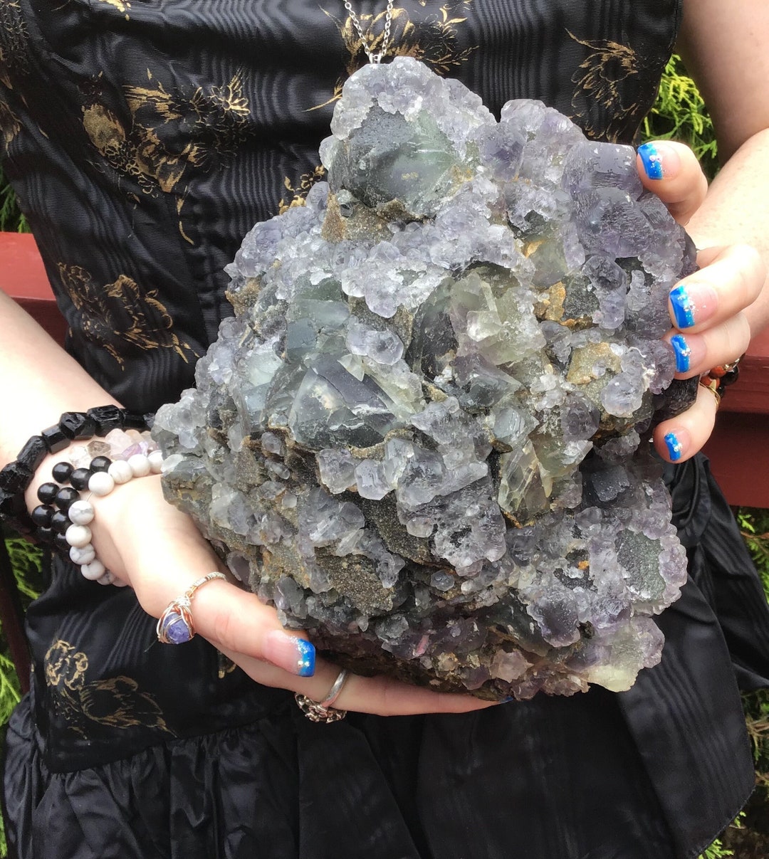 Fluorite Cubic Crystal Large 11 Lb. 10 Oz. Cluster 8 Long Purple Green ...