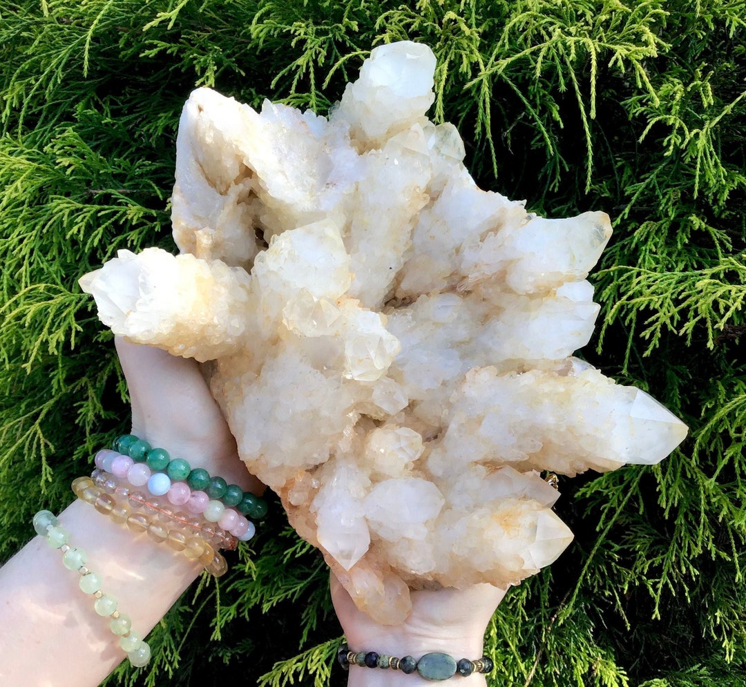 Quartz Crystal Large 8 Lb. Elestial Clear Cluster 9 Long Sparkling ...