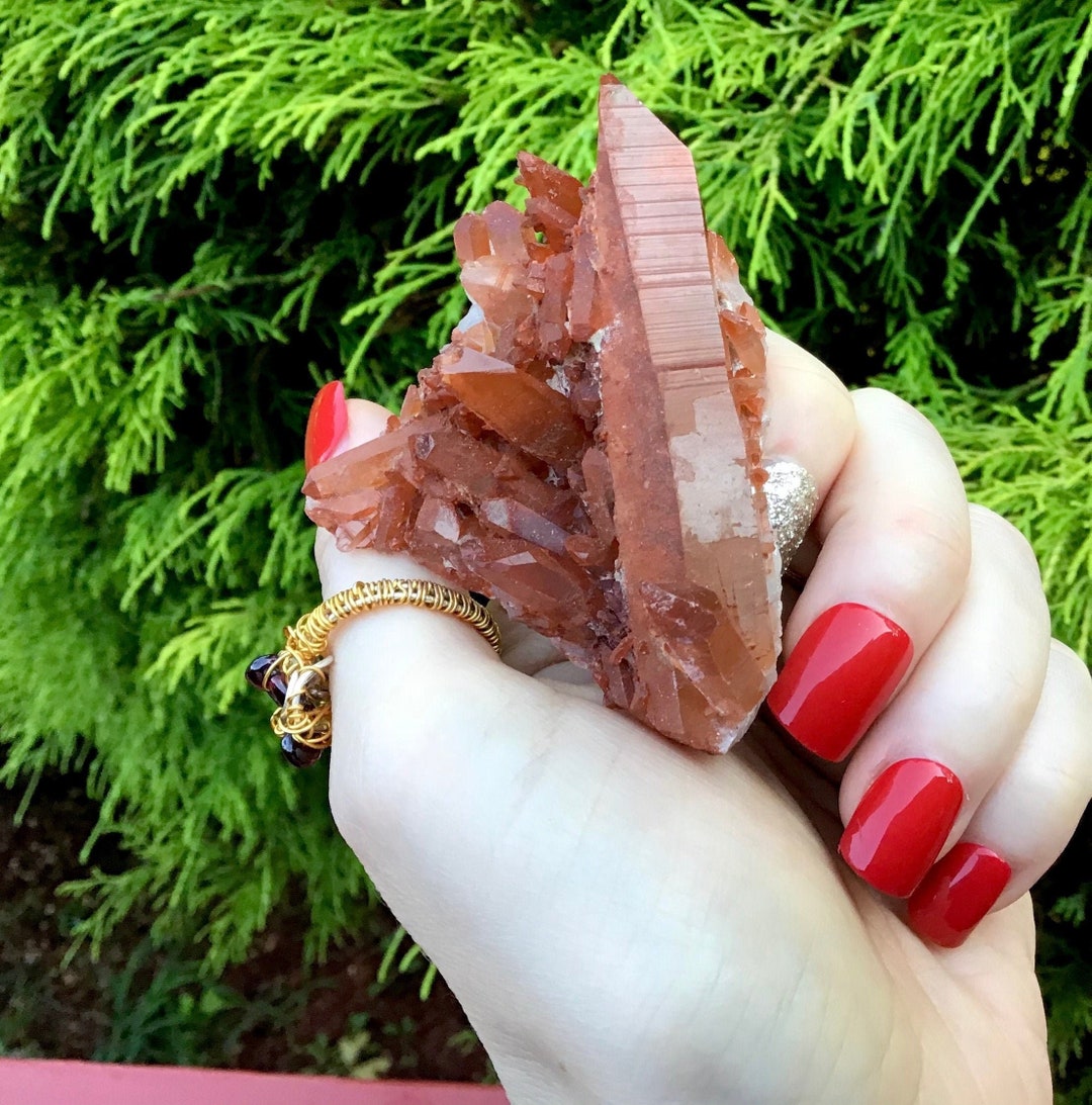 Red Quartz Crystal Cluster ~ 2 Oz. ~ 2 1/2" Long ~ Perfect Home Decor ...